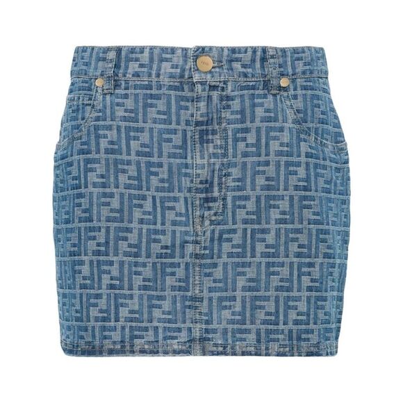 Fendi | Skirts | Fendi Ff Denim Mini Skirt | Poshmark